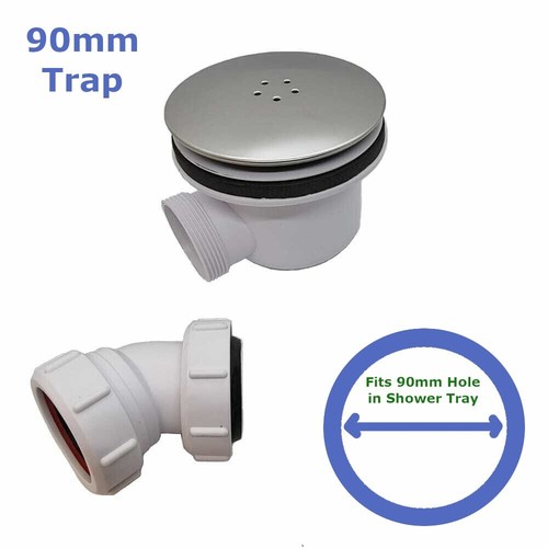 90mm Shower Enclosure Tray Fast Flow Shower Waste Trap Pack with ...