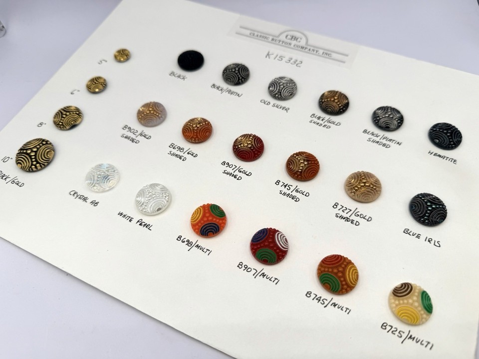 22 Vintage Glass Buttons Shank Back Matching Design Mixed Colors Card ...