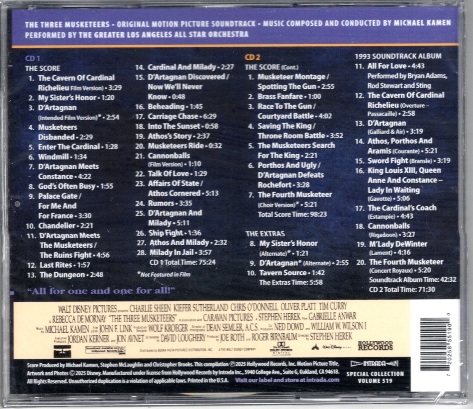 Michael Kamen THE THREE MUSKETEERS 2xCD Limited Edition SOUNDTRACK ...