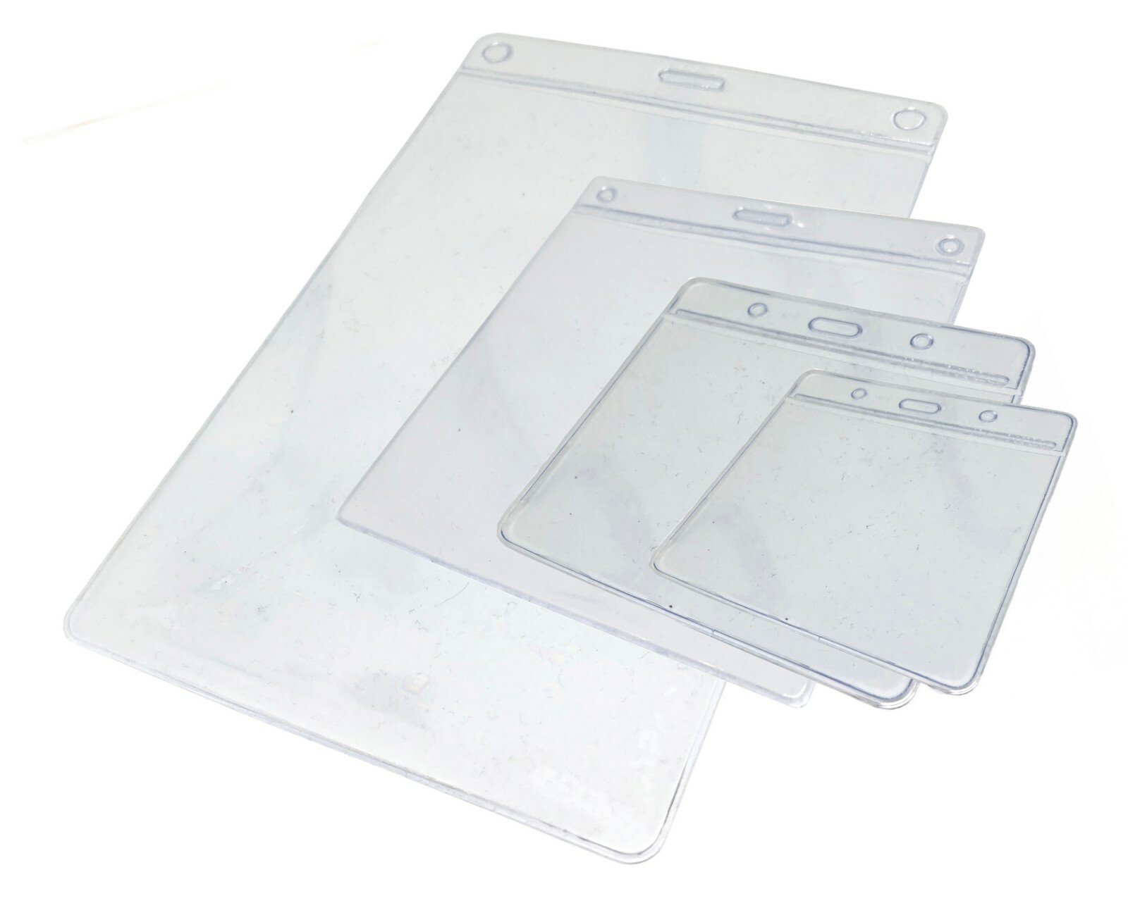 ID Badge Card Plastic Pocket Holder Clear Pouches for lanyards & Reels ...