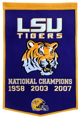 LSU Tigers Banner 24x36 Wool Dynasty 2007 Champ | eBay