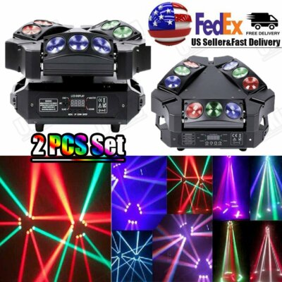 2PCS Spider Stage Lighting Moving Head 240W 9LED RGB DMX512 Party DJ ...