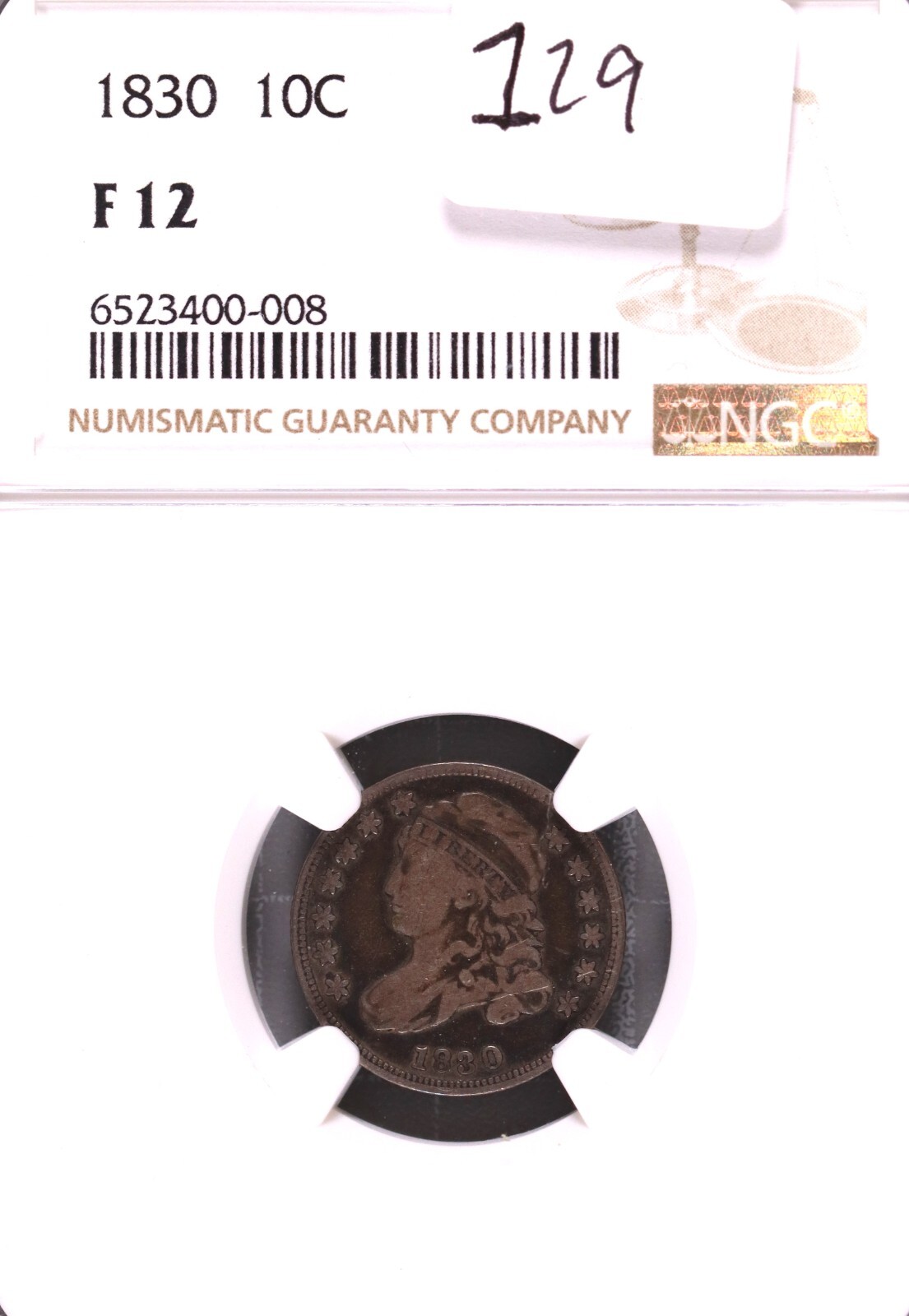 1830 Capped Bust Silver Dime NGC F-12 #0-008 | eBay