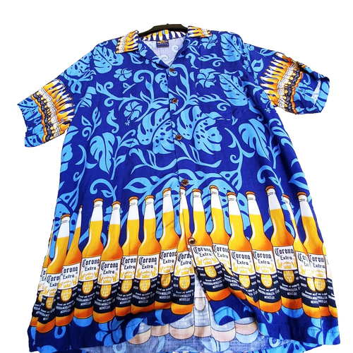 Corona Hawaiian Polo Shirt Mens XL Short Sleeve Button Up All Over ...