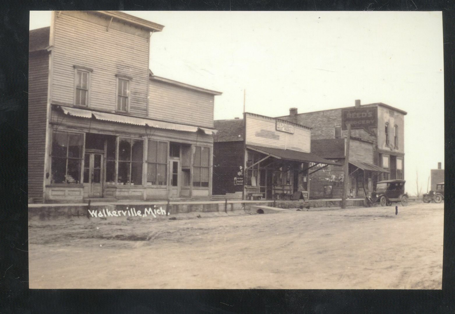 REAL PHOTO WALKERVILLE MICHIGAN DOWNTOWN DIRT STREET SCENE POSTCARD ...