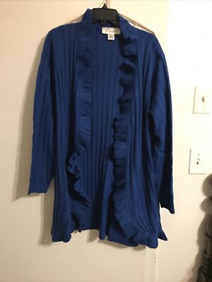 Womens Plus Size 1X Essential Open Front Blue | eBay