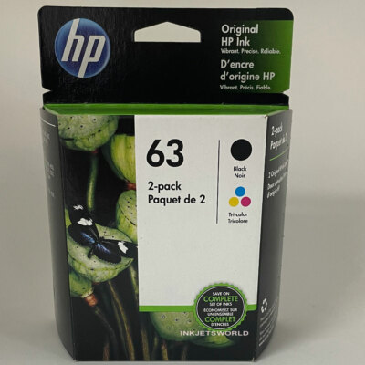 HP 63 Black Color New Genuine Ink Cartridges Deskjet 1110 2131 Envy ...