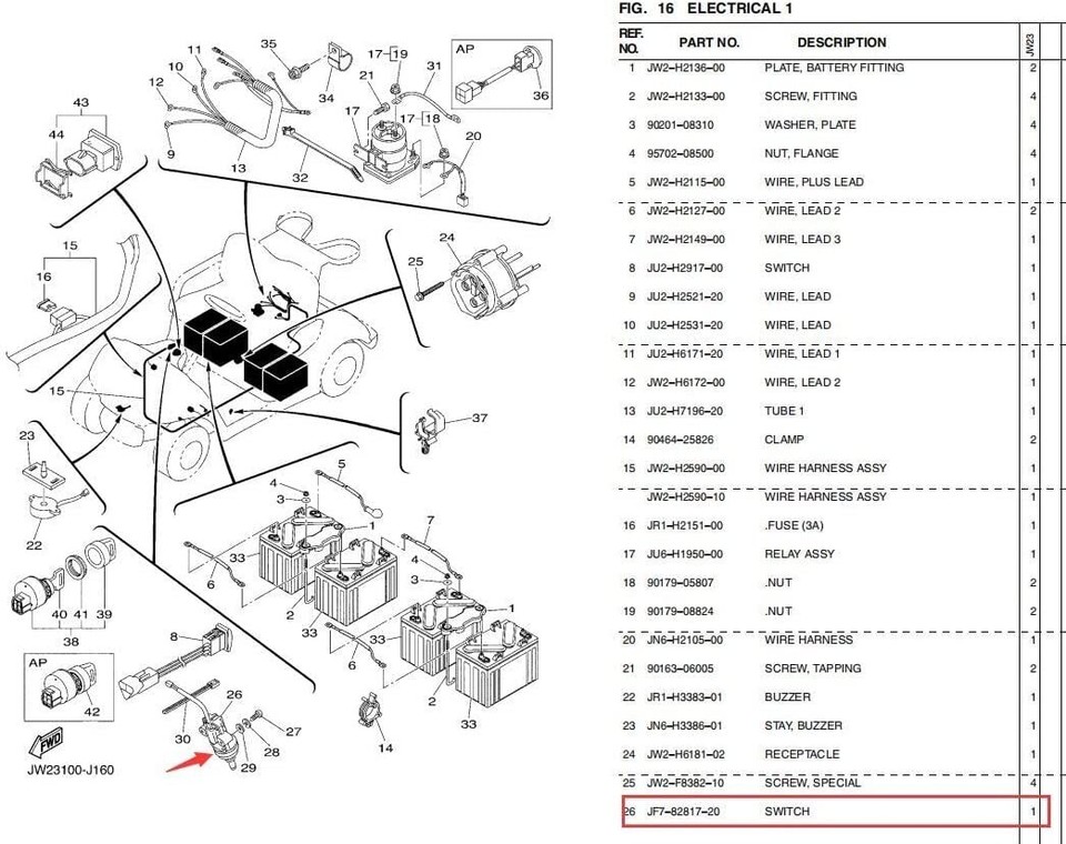 10L0L Golf Cart Stop Switch for Yamaha G14,G16,G19,G22,G29 Drive,JF7 ...