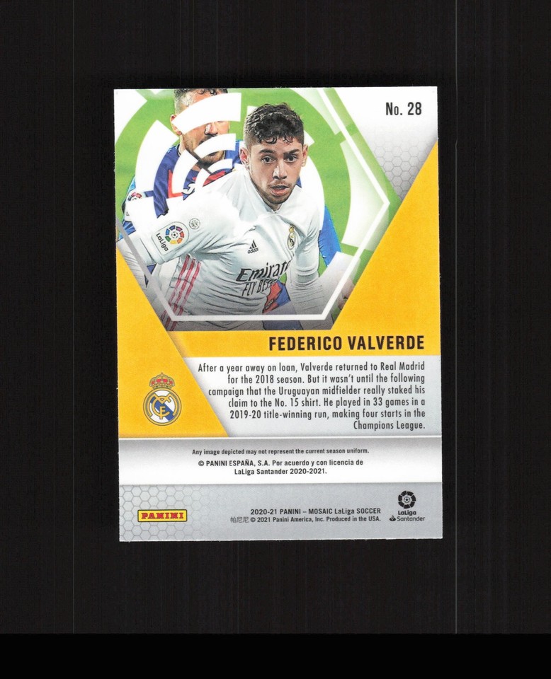 2020-21 Panini Mosaic La Liga #28 Federico Valverde Rookie Card Soccer ...