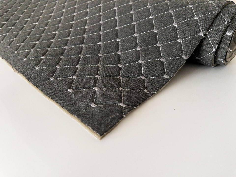 GRAY/WHITE Diamond Stitch Embossed Fabric Lining Car Upholstery ...
