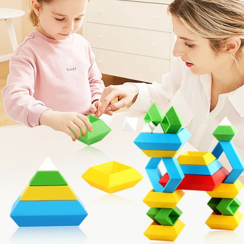 Pyramid Building Blocks DIY Multi-shape Stacking Toys Kids Educational ...