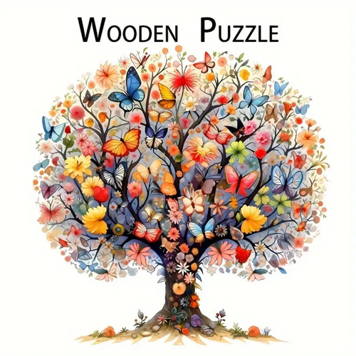 Circular Tree Irregular Non-Interlocking Wooden Pieces Puzzle, Sz A3/Lg ...