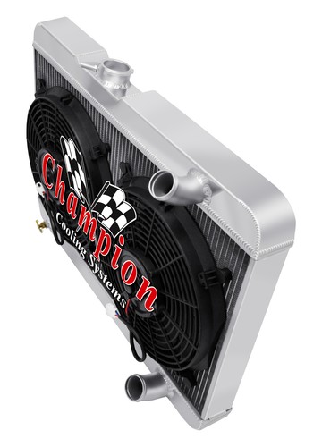 3 Row Perf Champion Radiator W/ 2 12" Fans for 1963 Pontiac LeMans V8 ...