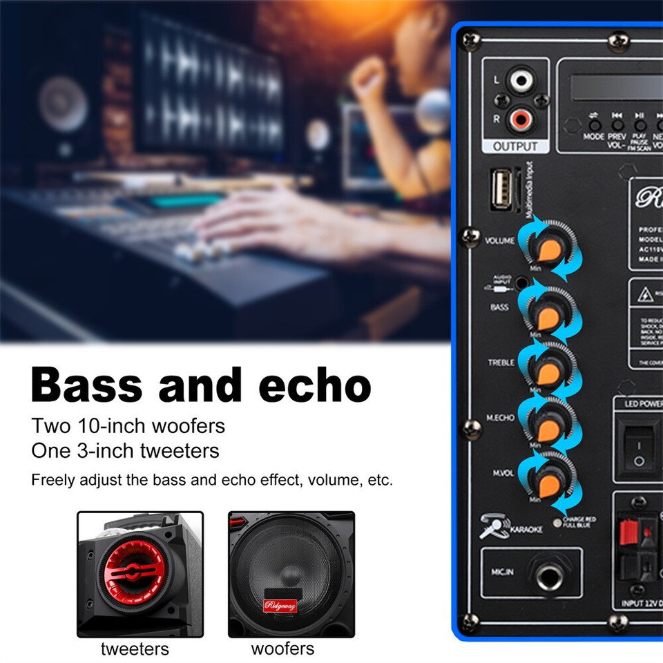 Loud Portable Bluetooth Speaker Dual Sub woofer Party Heavy Bass Sound ...