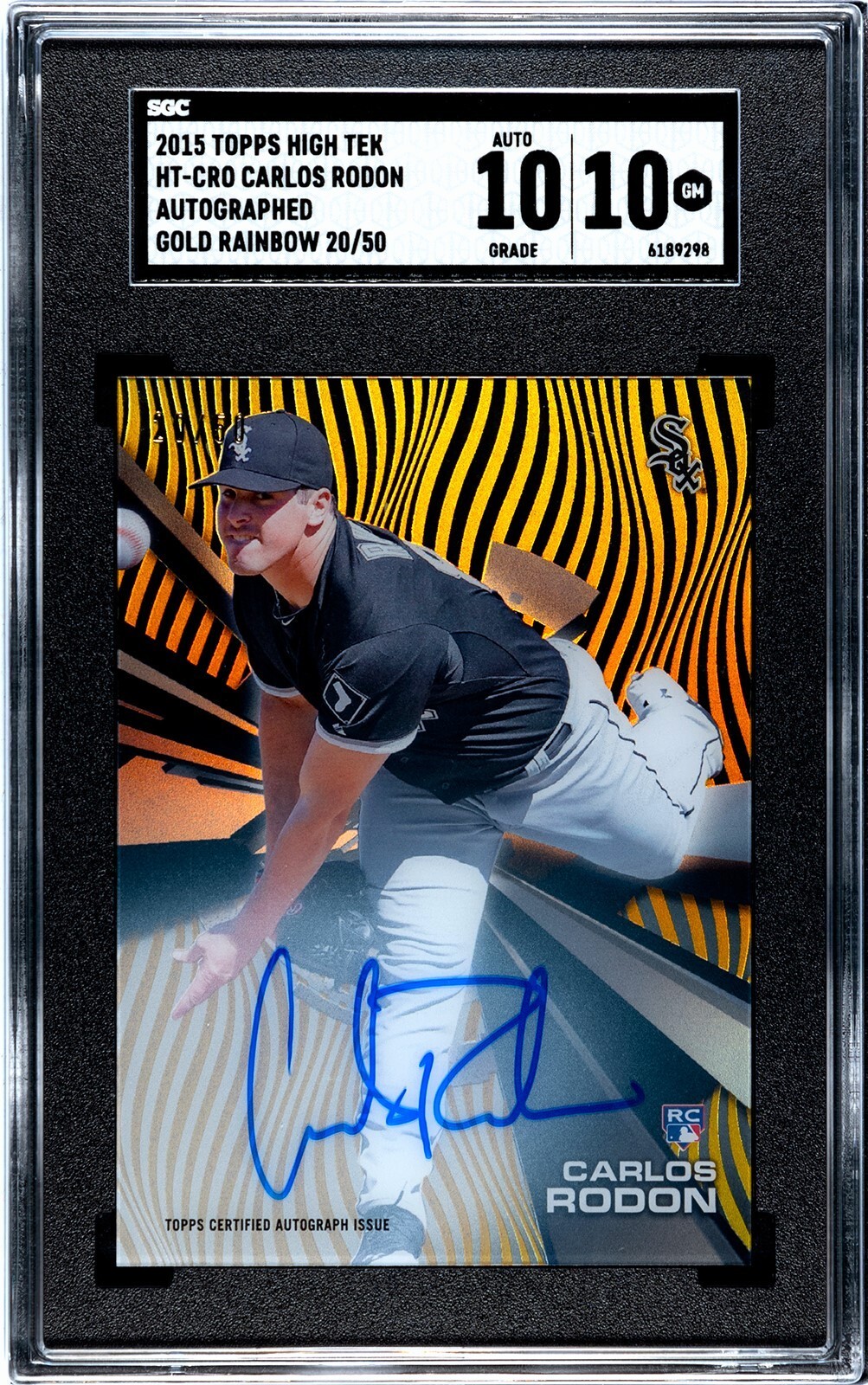 2015 Topps High Tek Carlos Rodon GOLD RAINBOW /50 RC SGC 10 AUTO 10 POP ...