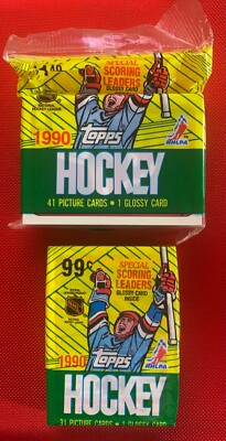(2)1990-91 Topps Hockey Factory Sealed Packs- 42 Card Fat Pack and 31 ...