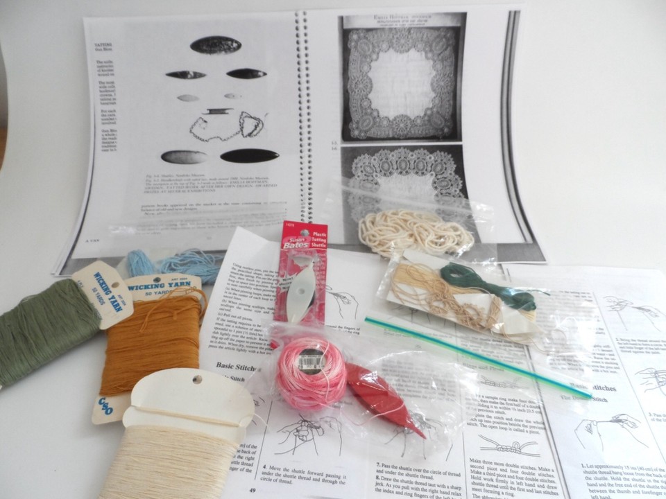 Tatting Kit with Shuttles, Thread, Instructions, Book Tatting Supplies ...