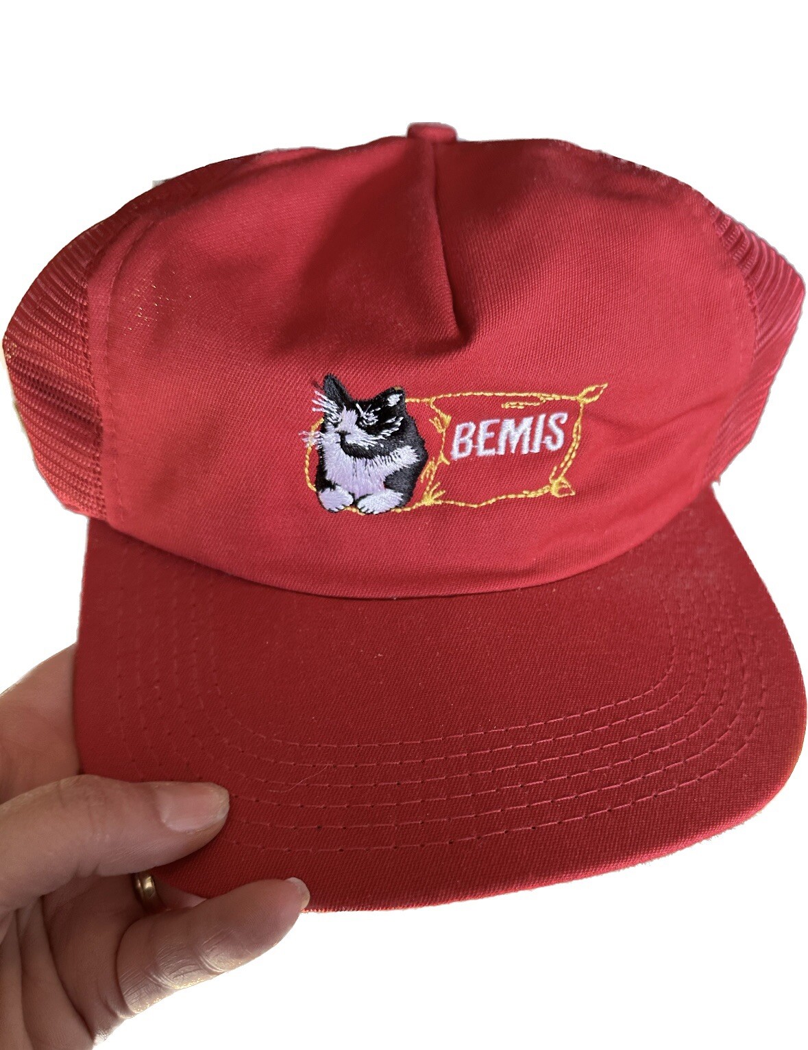 Vintage 1980s/1990s Bemis Bag Company Biddy Cat Trucker Mesh Snap Back ...