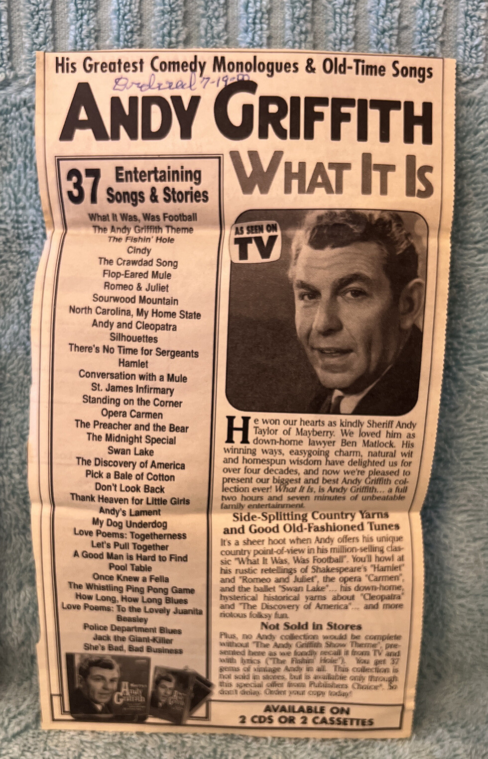 ANDY GRIFFITH What It Is, Is Andy Griffith Greatest Comedy & Old Timey ...