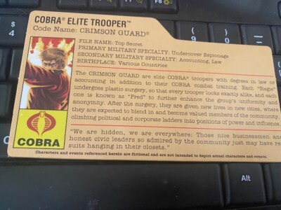 GI JOE 25TH ANNIVERSARY COBRA CARD FILE CRIMSON GUARD --- | eBay