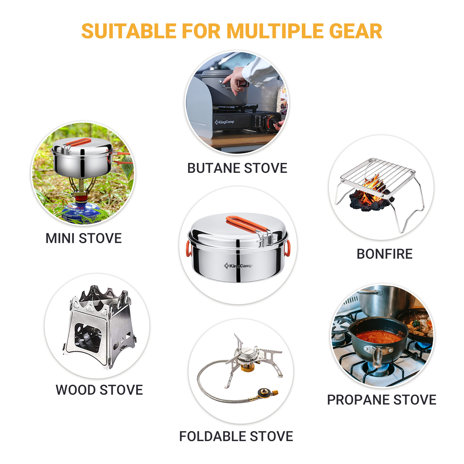 25PCS Stainless Steel Camping Cookware Mess Kit Nonstick Lightweight ...