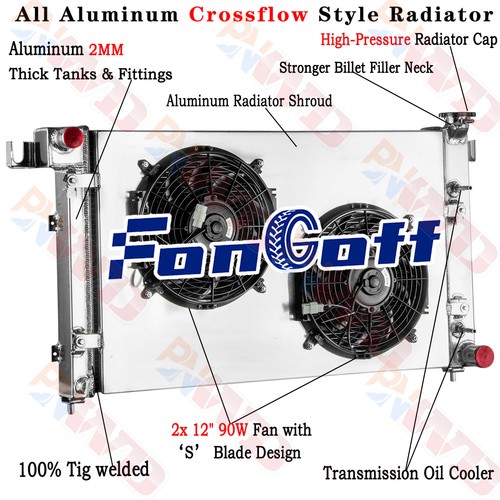 4 Row Radiator+Shroud Fan Fits 1998-2002 Dodge Ram 1500 2500 3500 ...