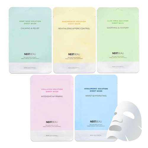 [PACK OF 20 Solution Sheet Mask Pack 5types x 4pc Aloe, 1 Count (Pack ...