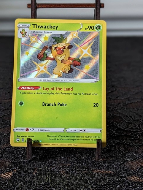 Pokémon TCG Thwackey Shining Fates SV005/SV122 Holo Shiny Holo Rare for ...