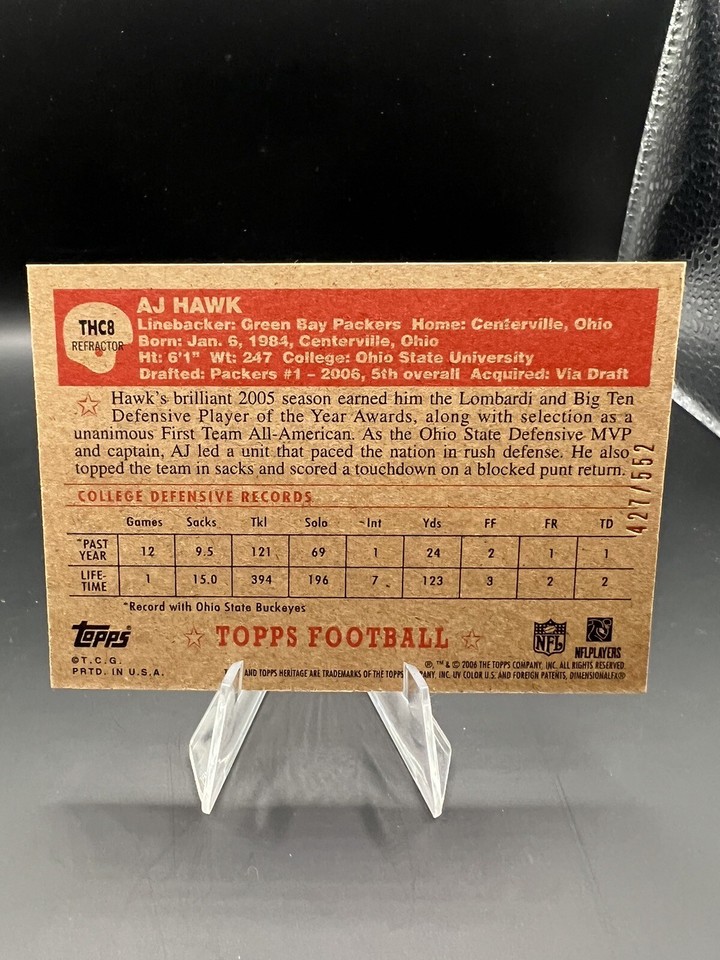 2006 Topps Heritage Chrome Refractors A.J. Hawk /552 Green Bay Packers ...