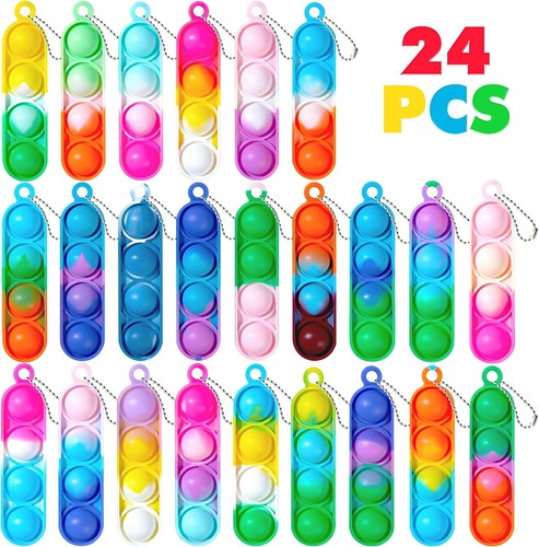 24X Pop Keyring It Fidget Poppet Toys Pack Party Bag Fillers for Kids ...