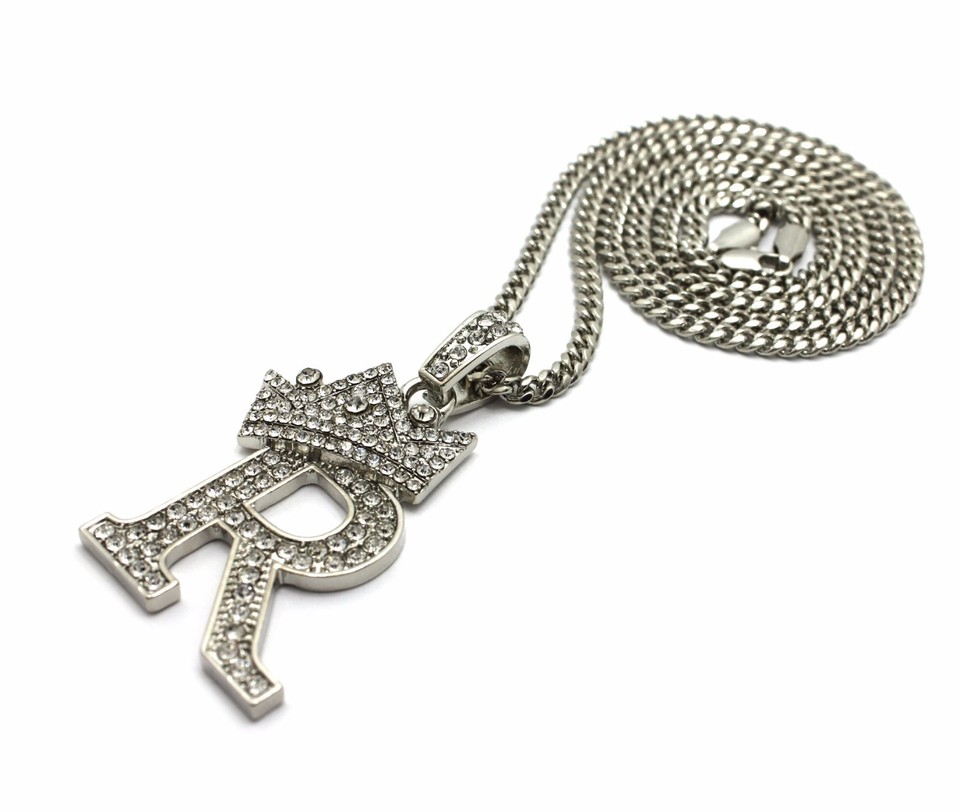 NEW KING 'R' PENDANT & 24" BOX/CUBAN/ROPE/FOX CHAIN HIP HOP NECKLACE ...