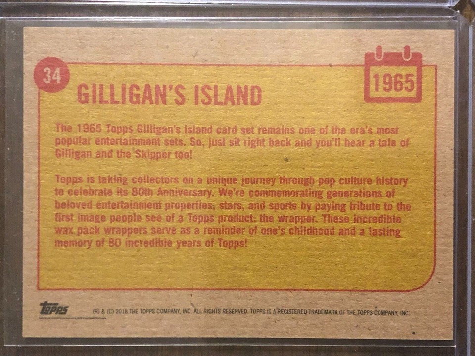 2018 Topps 80th Anniversary Wrapper Art Card #34 1965 Gilligan's Island ...