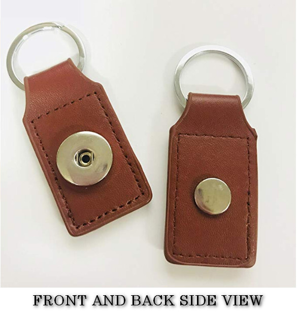 Snap Jewelry Key Chain Brown Leather Square Fits 18-20mm Ginger Charms ...