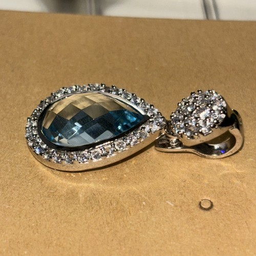 Stauer 925 Blue And White Dazzling Blue Stone Pendent With Unique Hinge ...