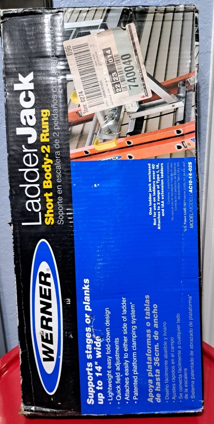 Werner Ladder Jack AC10-14-02S, Short Body 2-Rung Aluminum Ladder Jack ...