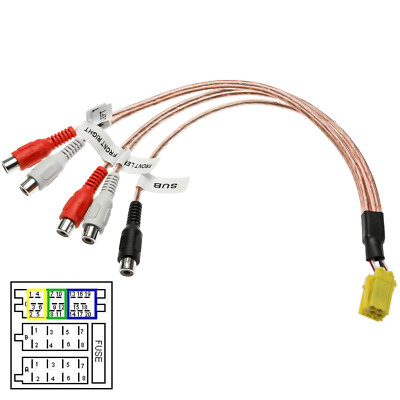 Line Out Adapter Kabel Auto Radio 5 Cinch Subwoofer Mini ISO passend ...
