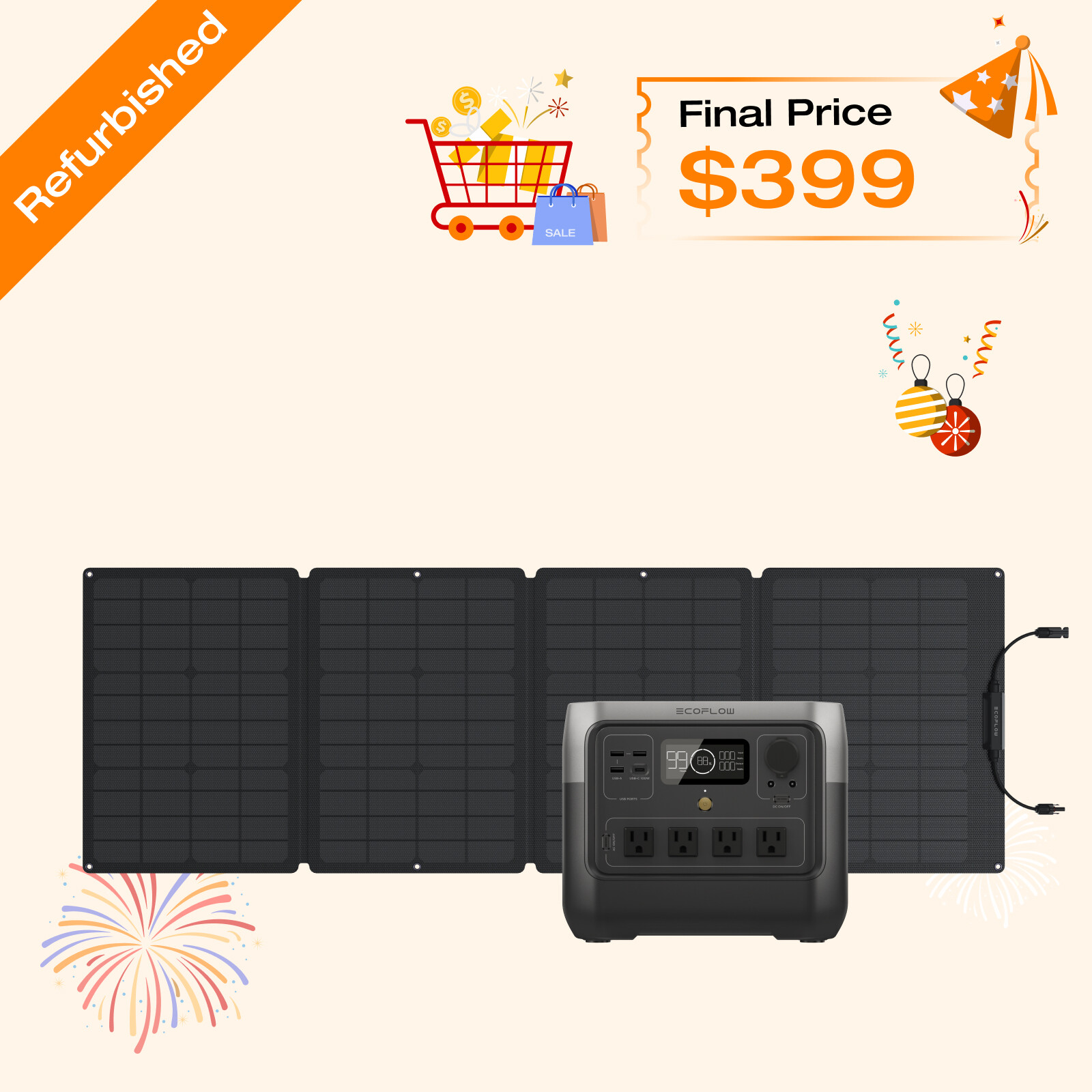 EcoFlow Solar Generator RIVER 2 Pro 768Wh+160W Solar Panel Certified ...