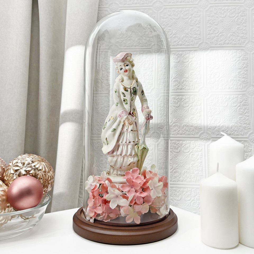 Plymor 5.5 inch x 13 inch Glass Display Dome Cloche (Dark Wood Base) | eBay