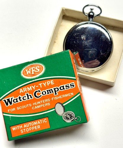 Vintage WFS Army Type Watch Compass DOXA Japan w/ Box Scouts Camping | eBay
