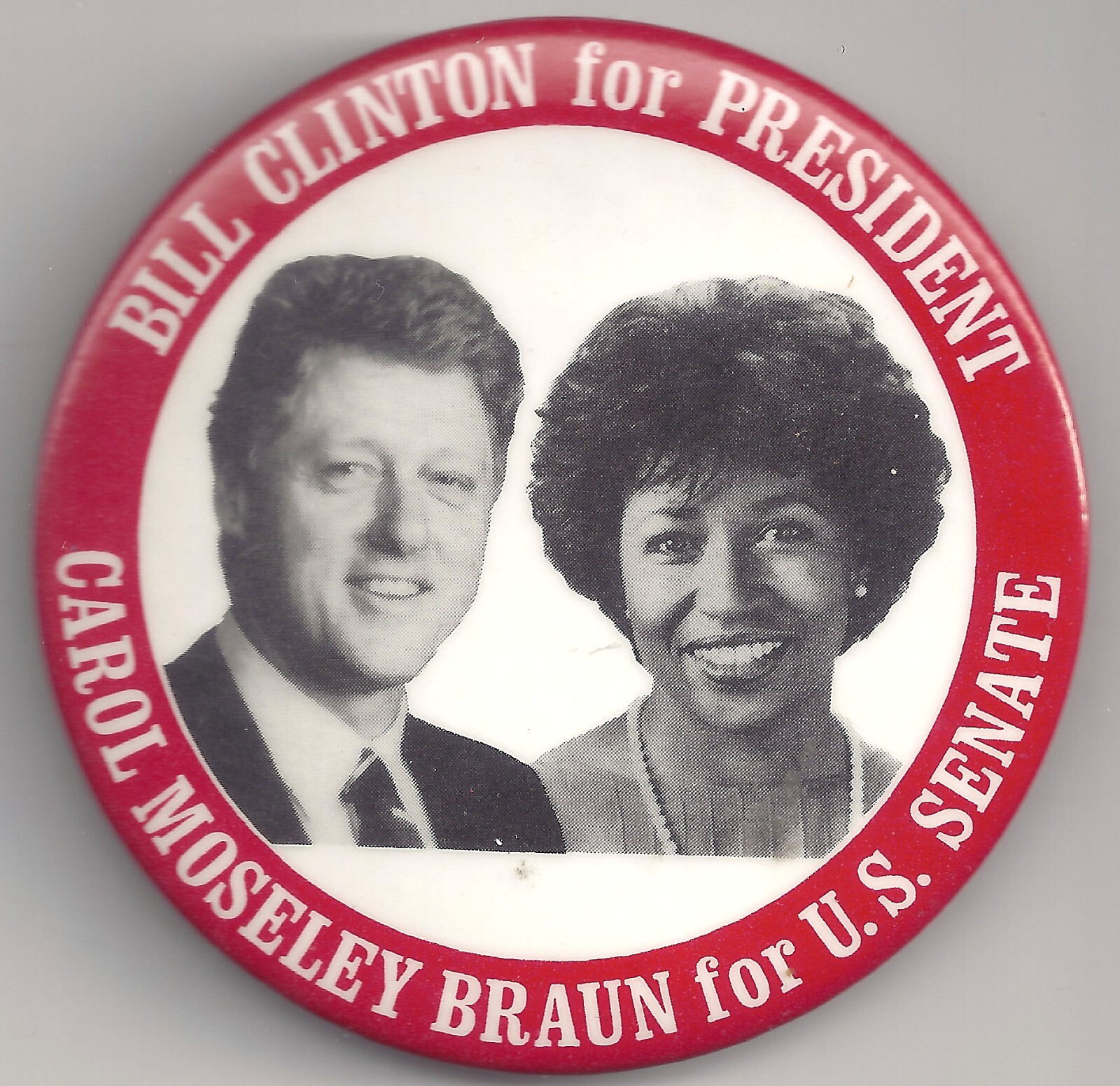 1992 Bill Clinton for President & Carol Moseley Braun for Senator of IL ...