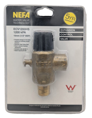 NEFA 15MM 1/2" BSP Expansion Control Valve 1200kPa Cold Water Only ...