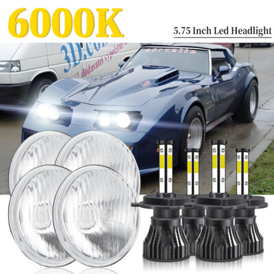 5 3/4" 5.75" LED Headlights Hi/Lo Beam DRL Lamp For Chevy Corvette C3 ...