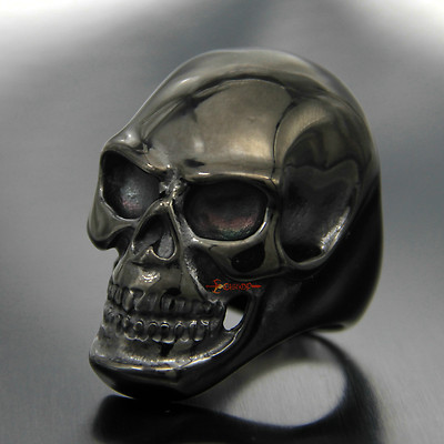 Men's Rocker Biker Skull Ring Huge Black Gothic Ghost Rider 316L ...