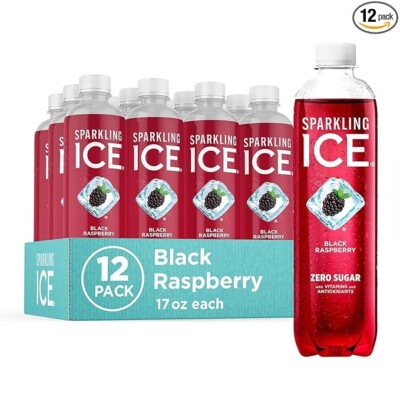 Sparkling Ice Black Raspberry, Zero Sugar Water 17oz (12-Pack) | Free ...
