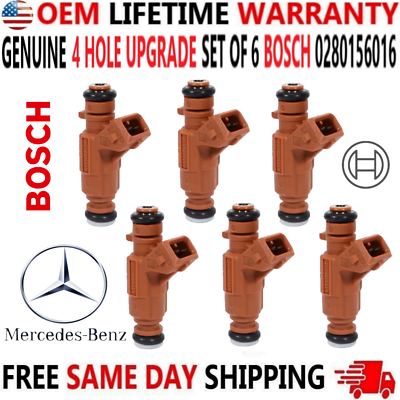 Genuine BOSCH 4 Hole Upgrade x6 Fuel Injectors for 2003-2008 Mercedes ...