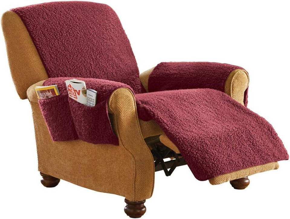 Protective Soft Fleece Recliner Chair Cover with Pocket Storage in 5 ...