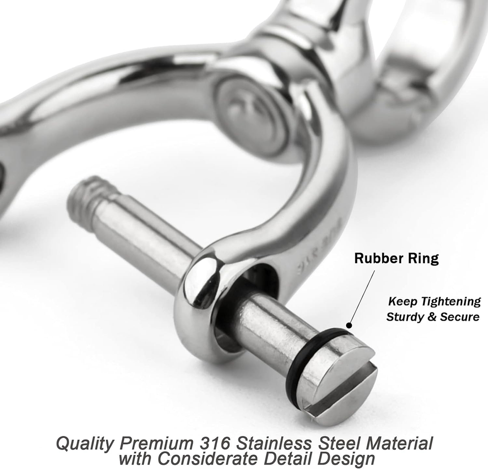 TISUR Swivel D-Rings with Screw Shackle Horseshoe U Shape Key Ring DIY ...