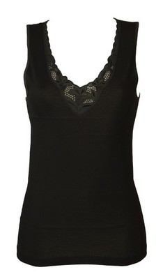 Camiciola donna LIABEL spalla larga puro cotone con inserto in pizzo ...