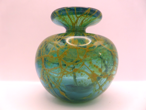 Signed Mdina Glass Small Blue Crystal Vase Design Attributed to Eric ...