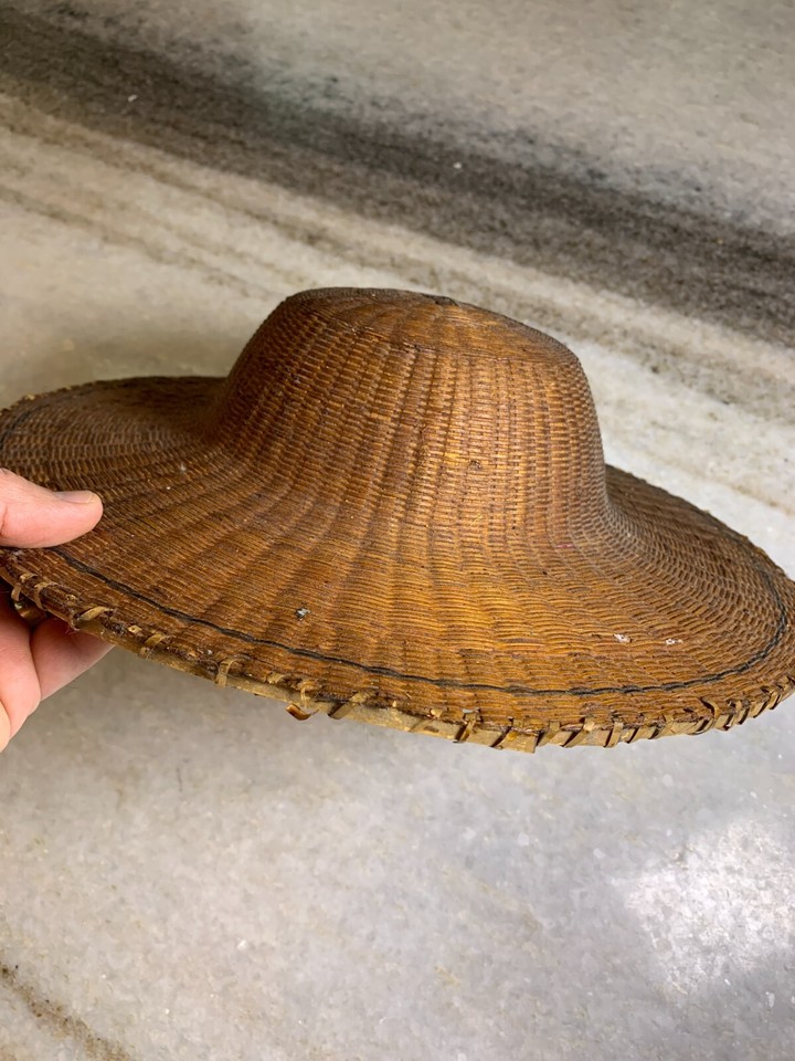 Antique Vintage Mid Century FINE Rattan Woven Bamboo Asian Chinese Sun ...